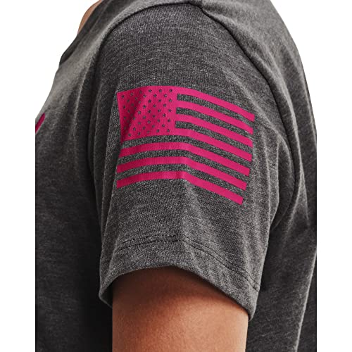 Under Armour Women's New Freedom Flag T-Shirt , Charcoal Medium Heather (019)/Virtual Pink , X-Large