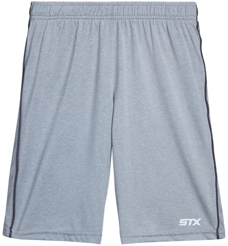 STX Boys' Active Shorts – 2 Pack Lightweight Athletic Shorts (Little Boy/Big Boy), Size 10/12, Black/Grey