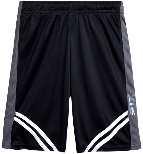 STX Boys' Active Shorts – 2 Pack Lightweight Athletic Shorts (Little Boy/Big Boy), Size 10/12, Black/Grey