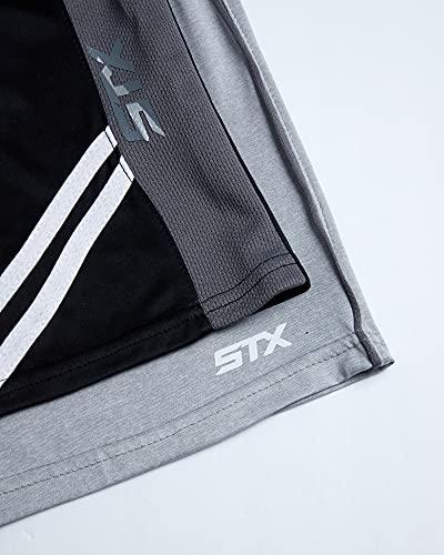 STX Boys' Active Shorts – 2 Pack Lightweight Athletic Shorts (Little Boy/Big Boy), Size 10/12, Black/Grey