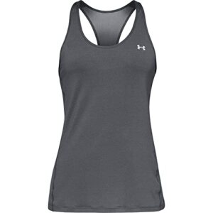 under armour women’s heatgear armour racer tank , pitch gray light heather (012)/metallic silver , medium