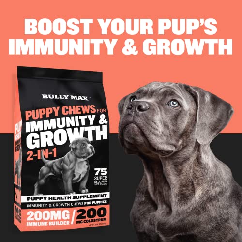 Bully Max Puppy Bundle Pack, High Protein & Growth Puppy Food, Immunity Soft Chews for Growth, Dog Supplements Plus Food