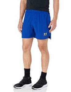 under armour men’s standard accelerate shorts, (456) bauhaus blue / / orange shock, small