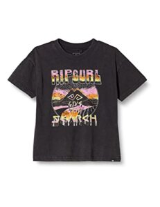 rip curl girl’s sunrays oversize tee (big kids) washed black 8 (big kids)