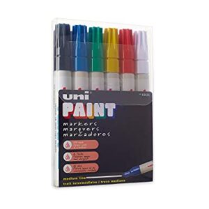 Uni-Paint Oil Based Marker, Medium Point, Assorted Inks,63630, 6/Set