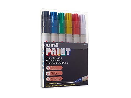 Uni-Paint Oil Based Marker, Medium Point, Assorted Inks,63630, 6/Set