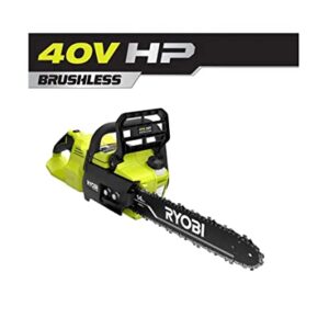 RYOBI 40-Volt HP Brushless 14 in. Electric Cordless Chainsaw (Tool Only) RY405010 (Bulk Packaged), black,yellow