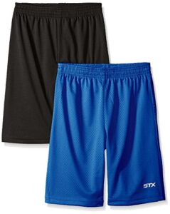 stx big boys athletic short and packs, 2 pack -royal/black -ty57, 10/12