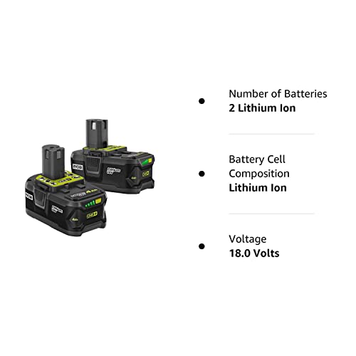 Ryobi 18-Volt ONE+ Lithium-Ion 4.0 Ah High Capacity Battery (2-Pack)