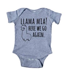 sunray clothing llama mia here we go again baby boy girl onesie gray