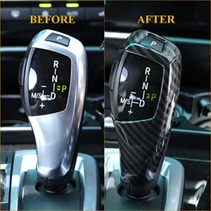 DesirePath Car Gear Shift Knob Cover Trim Carbon Panel Frame Cove Fiber Sticker Head Trim Fit for BMW E60 E70 X5 X6