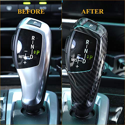 DesirePath Car Gear Shift Knob Cover Trim Carbon Panel Frame Cove Fiber Sticker Head Trim Fit for BMW E60 E70 X5 X6