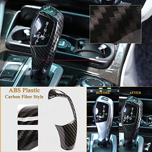 DesirePath Car Gear Shift Knob Cover Trim Carbon Panel Frame Cove Fiber Sticker Head Trim Fit for BMW E60 E70 X5 X6