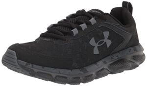 under armour men’s charged assert 9 camo sneaker, black (001)/black, 9.5