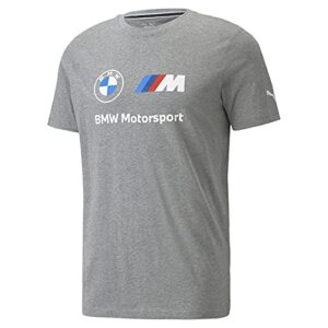 puma men’s standard bmw mms essentials logo tee, medium gray heather, large