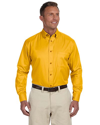 Harriton Men's Easy Blend Long-Sleeve Twill Shirt, 2XL, Sunray Yellow