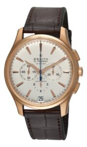 zenith men’s 18.2110.400/01.c498 el primero 36’000 vph rose-gold silver sunray chronograph dial watch