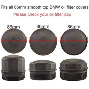 86.4mm 16 Flutes Oil Filter Wrench for BMW With 86mm Cartridge Style Filter Housing Caps, Oil Filter Housing Cap Removal Tool To Change Oil, Oil Filter Socket Wrench Kit For BMW (Black)