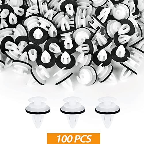 Xislet 100Pcs Door Trim Panel Retainer Clips Compatible with BMW 3, 5 & 7 E46 E36 E34 E38 E39 M3 Series Replace# 51411973500 - Universal 9mm Door Panel Plastic Clips with Foam Gasket Fit Most Cars