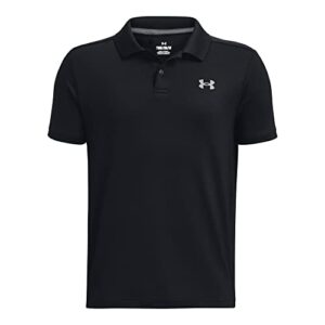 under armour boys’ standard performance polo, (001) black / / pitch gray, youth medium