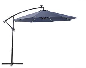 sun-ray 10′ solar lighted offset solar umbrella (navy)