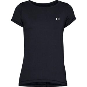 under armour women’s heatgear armour short-sleeve t-shirt , black (001)/metallic silver , medium