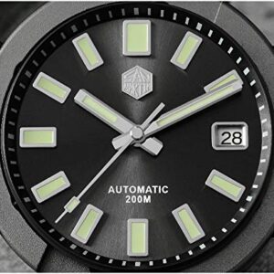 san martin 62Mas Diver Mechanical Automatic Men Watch Stainless Steel NH35 Ceramic Bezel Sunray Dial Sapphire Glass (Model 1)