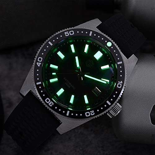 san martin 62Mas Diver Mechanical Automatic Men Watch Stainless Steel NH35 Ceramic Bezel Sunray Dial Sapphire Glass (Model 1)