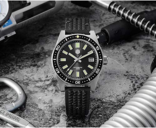 san martin 62Mas Diver Mechanical Automatic Men Watch Stainless Steel NH35 Ceramic Bezel Sunray Dial Sapphire Glass (Model 1)