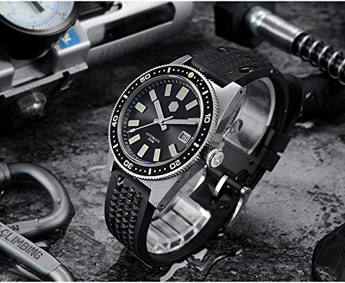 san martin 62Mas Diver Mechanical Automatic Men Watch Stainless Steel NH35 Ceramic Bezel Sunray Dial Sapphire Glass (Model 1)