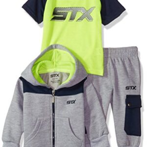 STX Baby Boys 3 Piece Hoodie, Tee, and Jogger Set, SI92-Heather Grey, 18 Months