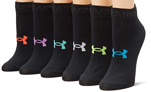 Under Armour Women's Essential Lightweight Low Cut Socks, 6-Pairs , Black , Medium