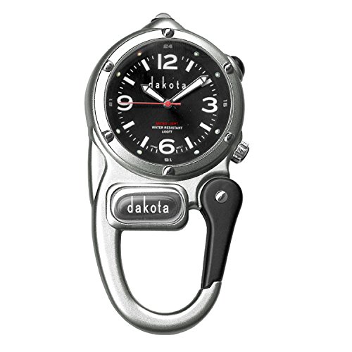 Dakota 38601 Watch Company Mini Clip with Microlight Dial, Silver/Black