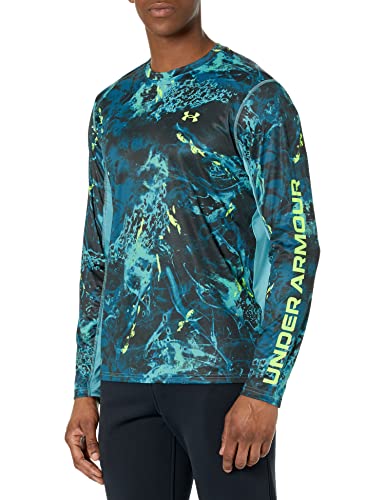 Under Armour Men's Standard Iso-Chill Shore Break Camo T-Shirt, (400) Still Water / / Lime Surge, X-Large