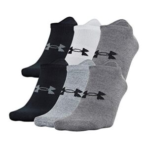 under armour adult essential lite no show socks, 6-pairs , gray assorted , large