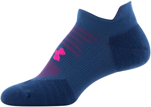 Under Armour Women's Play Up No Show Tab Socks, 3-Pairs , Deep Sea/Breaker Blue/Electro Pink , Medium