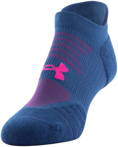 Under Armour Women's Play Up No Show Tab Socks, 3-Pairs , Deep Sea/Breaker Blue/Electro Pink , Medium