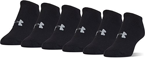 Under Armour Women's Essential Charged Cotton No Show Liner Socks (6 Pack), Black, Medium