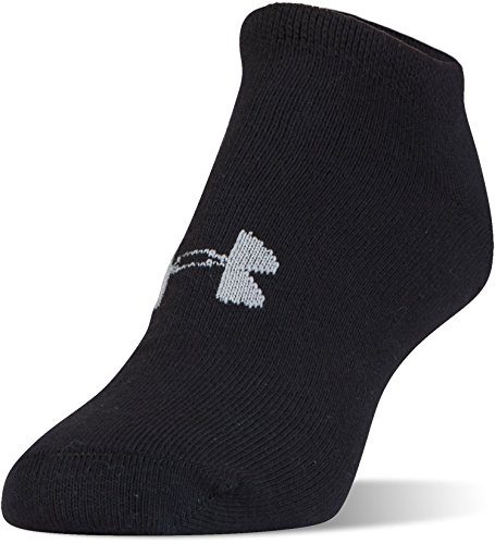 Under Armour Women's Essential Charged Cotton No Show Liner Socks (6 Pack), Black, Medium