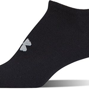 Under Armour Women's Essential Charged Cotton No Show Liner Socks (6 Pack), Black, Medium