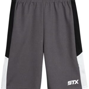 STX Boys' Active Shorts Set ? 3 Piece T-Shirt and Gym Shorts Kids Clothing Set, Size 5/6, Grey/Black/Dark Red