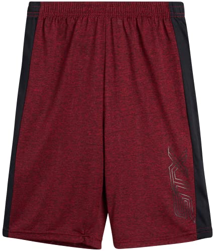 STX Boys' Active Shorts Set ? 3 Piece T-Shirt and Gym Shorts Kids Clothing Set, Size 5/6, Grey/Black/Dark Red