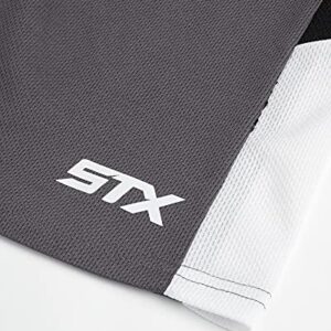 STX Boys' Active Shorts Set ? 3 Piece T-Shirt and Gym Shorts Kids Clothing Set, Size 5/6, Grey/Black/Dark Red