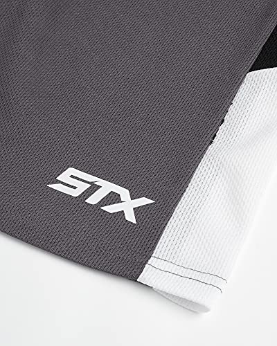 STX Boys' Active Shorts Set ? 3 Piece T-Shirt and Gym Shorts Kids Clothing Set, Size 5/6, Grey/Black/Dark Red