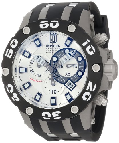 Jason Taylor for Invicta Collection 12948 Reserve Chronograph Silver Sunray Dial Black Polyurethane Watch