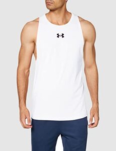 under armour men’s baseline cotton tank , white (100)/black , large