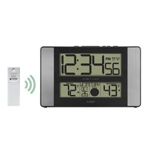 La Crosse Technology 513-1417AL-INT Atomic Clock w Outdoor Temp, Grey/Black