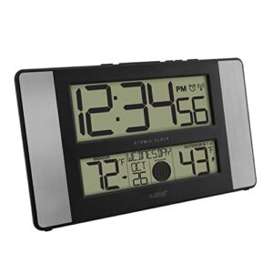 La Crosse Technology 513-1417AL-INT Atomic Clock w Outdoor Temp, Grey/Black