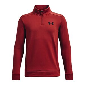 under armour boys armourfleece 1/4 zip , (610) stadium red / / black , youth large