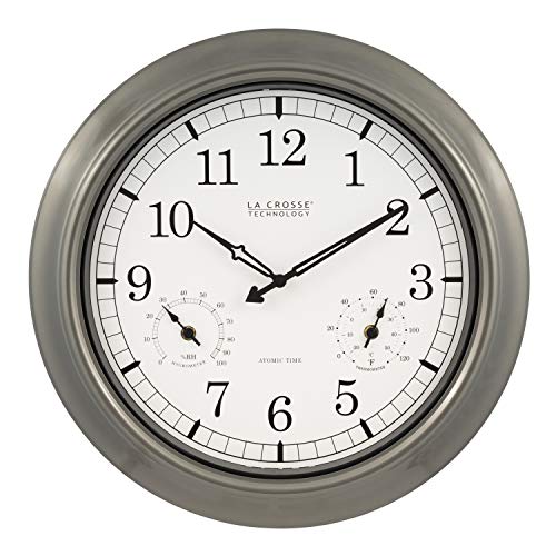 La Crosse Technology WT-3181PL-INT 18 inch Atomic Outdoor Clock with Temperature & Humidity